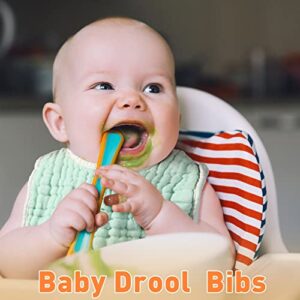 24 Pcs Muslin Baby Drool Bibs Adjustable Muslin Bibs Soft Snap Baby Bibs 9 Absorbent Layers Newborn Bibs Waterproof Teething Bibs for Baby Girl Boy Feeding Eating Teething, 5 Colors