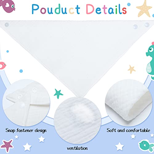 30 Pcs Muslin Baby Bibs White Bandana Drool Unisex Girls Boys Triangle Bibs Soft Absorbent Solid Colors Adjustable Newborn Bibs Set for Baby Infants Toddlers Teething Drooling Feeding