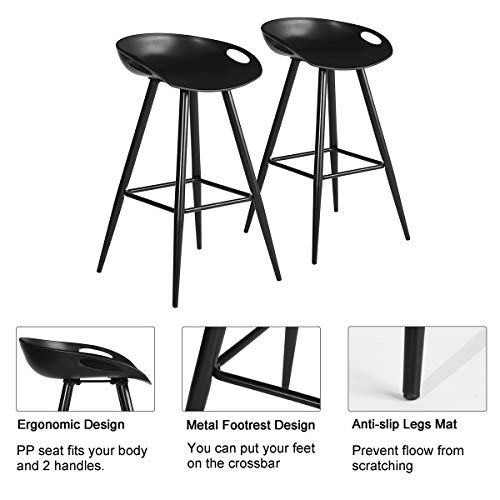 Homy Casa Inc Set of 2 Modern Simple Bar Stools,32.3" Counter Height Bar Stools Bar Chair with Low Backrest&Footrest for Home Bar Kitchen Dining Room Living Room Pub, Black