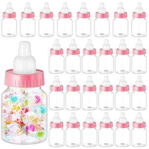 72 pcs 3.5 inch baby bottle shower favor mini plastic candy bottle clear plastic baby bottles for baby shower mini baby bottle feeding bottle candy box for baby shower supplies gift decor (pink)