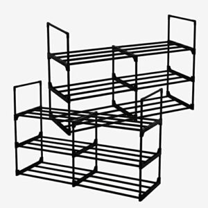 an anewsir shoe rack metal 2 pack - 3 tier shoe rack storage 24-30 pairs sturdy show rack, stackable black shoe rack vertical, free standing space saving corner shoe rack for closet entryway