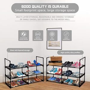 AN ANEWSIR Shoe Rack Metal 2 Pack - 3 Tier Shoe Rack Storage 24-30 Pairs Sturdy Show Rack, Stackable Black Shoe Rack Vertical, Free Standing Space Saving Corner Shoe Rack for Closet Entryway