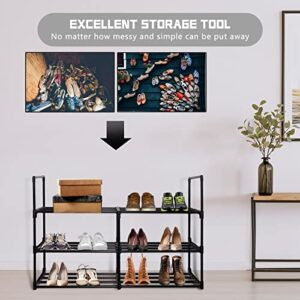 AN ANEWSIR Shoe Rack Metal 2 Pack - 3 Tier Shoe Rack Storage 24-30 Pairs Sturdy Show Rack, Stackable Black Shoe Rack Vertical, Free Standing Space Saving Corner Shoe Rack for Closet Entryway