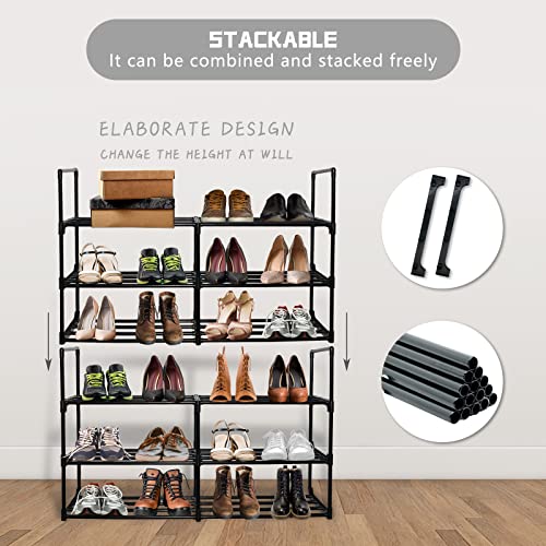 AN ANEWSIR Shoe Rack Metal 2 Pack - 3 Tier Shoe Rack Storage 24-30 Pairs Sturdy Show Rack, Stackable Black Shoe Rack Vertical, Free Standing Space Saving Corner Shoe Rack for Closet Entryway