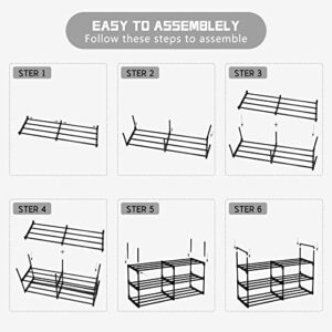 AN ANEWSIR Shoe Rack Metal 2 Pack - 3 Tier Shoe Rack Storage 24-30 Pairs Sturdy Show Rack, Stackable Black Shoe Rack Vertical, Free Standing Space Saving Corner Shoe Rack for Closet Entryway