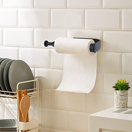 Single-Handed Paper Towel Holder with Damping Effect for Under Cabinet Use in Kitchen and Bathroom