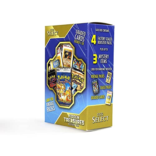 CCG Select Hidden Treasures Mystery Box | 4 Booster Packs | + Guaranteed Bonus Items | Compatible with Pokemon Cards