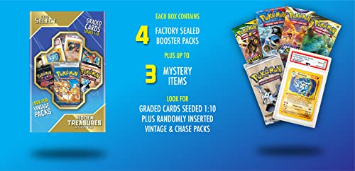 CCG Select Hidden Treasures Mystery Box | 4 Booster Packs | + Guaranteed Bonus Items | Compatible with Pokemon Cards