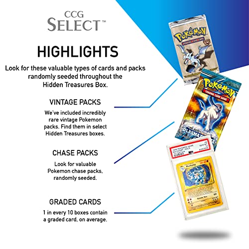 CCG Select Hidden Treasures Mystery Box | 4 Booster Packs | + Guaranteed Bonus Items | Compatible with Pokemon Cards