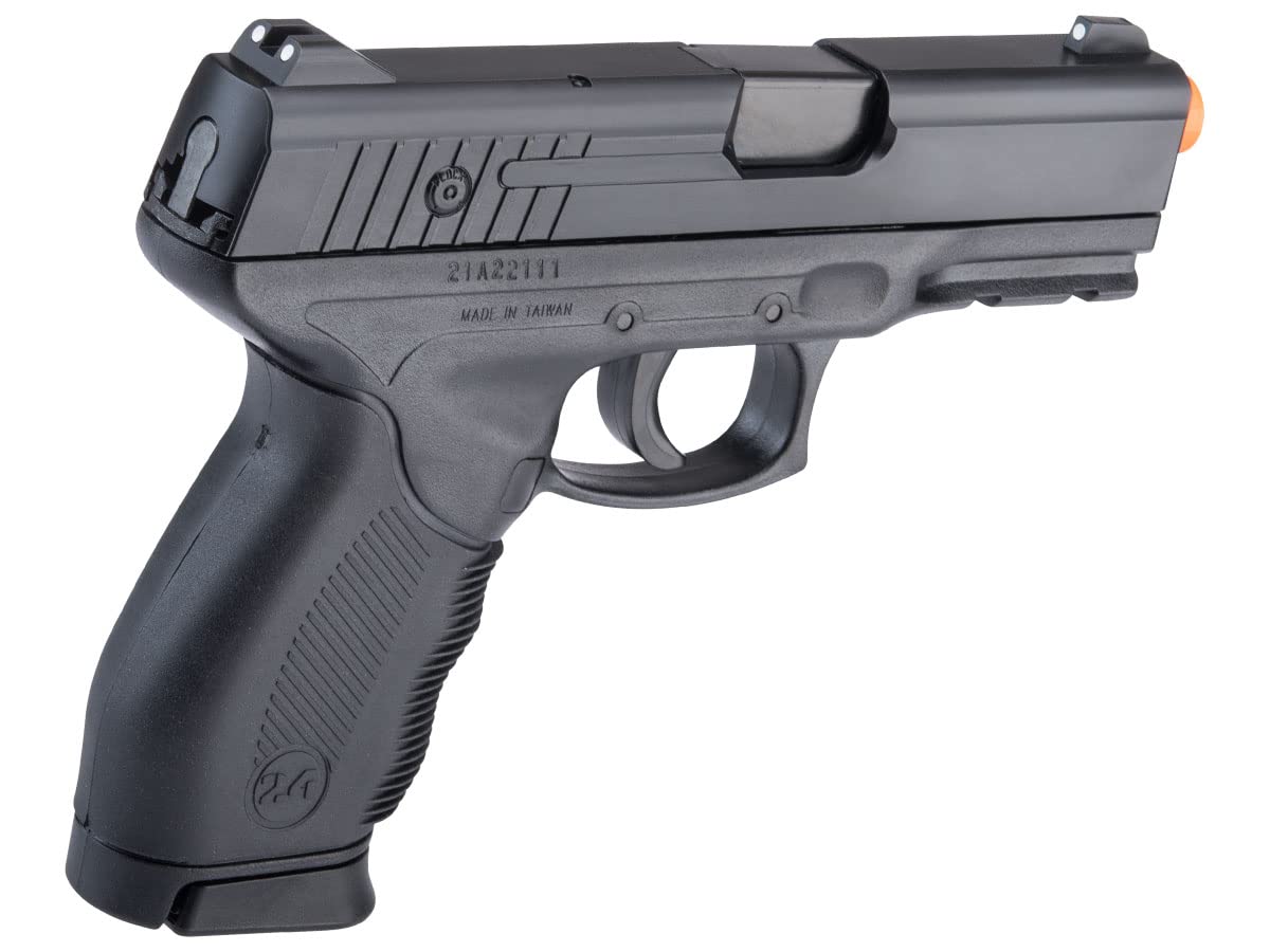 Swiss Arms 24/7 Semi-Auto BAX System CO2 Powered Airsoft Non-Blowback Pistol with Hop-Up, 305-395 FPS, Black (280323)