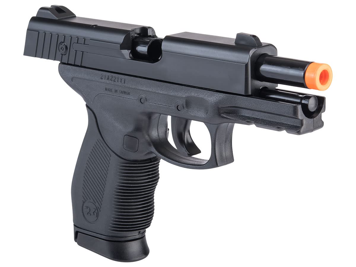 Swiss Arms 24/7 Semi-Auto BAX System CO2 Powered Airsoft Non-Blowback Pistol with Hop-Up, 305-395 FPS, Black (280323)