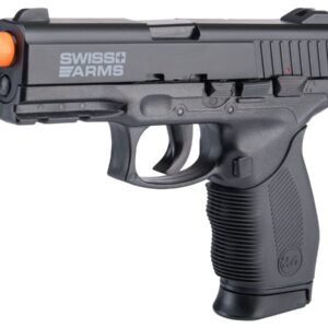 Swiss Arms 24/7 Semi-Auto BAX System CO2 Powered Airsoft Non-Blowback Pistol with Hop-Up, 305-395 FPS, Black (280323)