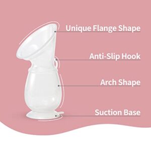 Pigeon Manual Breast Milk Saver Pump, Food-Grade Silicone, Natural Suction, Comes with a Sucker Stand, 4 Oz