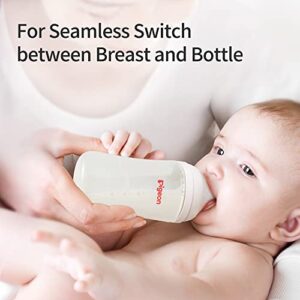 Pigeon PP Nursing Bottle Wide Neck, Streamlined Body, Natural Feel, Easy to Clean, 5.4 Oz(Pack of 2), Includes 2pcs SS Nipples (0m+)