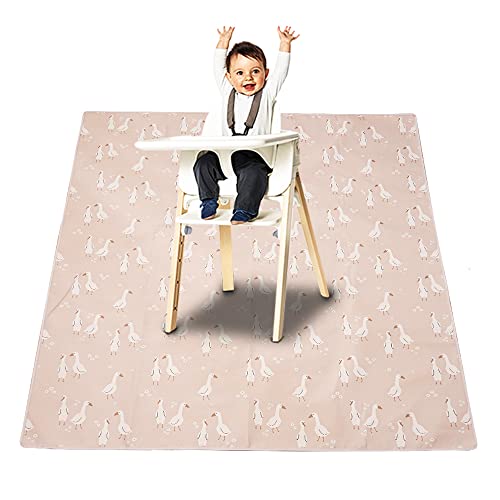 Splat Mat for Under High Chair/Arts/Crafts, Washable Baby Spill Mat Waterproof Anti-Slip Floor Splash Mat, Portable Baby Play Mat and Table Cloth (Goose, 43"x 43")