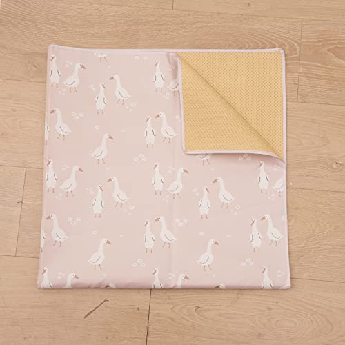 Splat Mat for Under High Chair/Arts/Crafts, Washable Baby Spill Mat Waterproof Anti-Slip Floor Splash Mat, Portable Baby Play Mat and Table Cloth (Goose, 43"x 43")