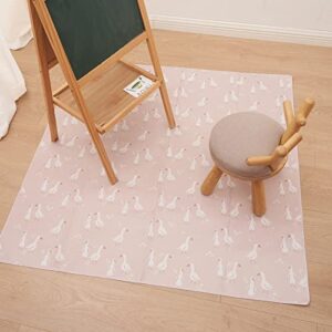 Splat Mat for Under High Chair/Arts/Crafts, Washable Baby Spill Mat Waterproof Anti-Slip Floor Splash Mat, Portable Baby Play Mat and Table Cloth (Goose, 43"x 43")