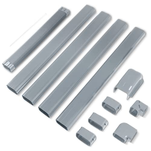 LyPrem Grey 16.5Ft Mini Split Line Set Cover 4" PVC Line Cover Kit for Mini Split and Central Air Conditioner & Heat Pump