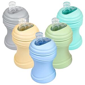 re play 5pk 8oz transition sippy cups for baby toddler, medical grade silicone soft spout & travel lid, easy to hold hourglass shape, made in usa from bpa free recycled milk jugs, sweethearts+