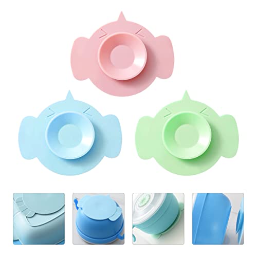 Kisangel 3pcs Anti-Fall Baby Double-Sided Store Infant Silicone Tableware Holder Cartoon Fixing Anti-Slip Cutlery Sucker Base Hotel Kids Cups Fixer Bases Cafe Pad Fixed Bowl for Plate Mat