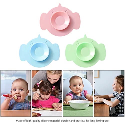 Kisangel 3pcs Anti-Fall Baby Double-Sided Store Infant Silicone Tableware Holder Cartoon Fixing Anti-Slip Cutlery Sucker Base Hotel Kids Cups Fixer Bases Cafe Pad Fixed Bowl for Plate Mat