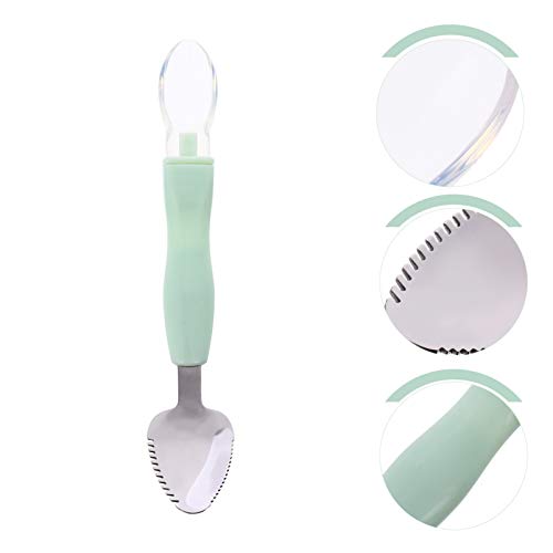 Kisangel Spoons Feeding Scraper First Mud Puree Shower Silicone Spoon Soft Baby Fruit Food Scraping Green Practical Infant Training Scrapping Fruits Children Babies for Gifts