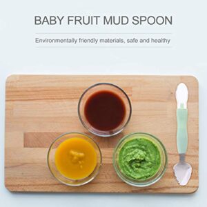 Kisangel Spoons Feeding Scraper First Mud Puree Shower Silicone Spoon Soft Baby Fruit Food Scraping Green Practical Infant Training Scrapping Fruits Children Babies for Gifts