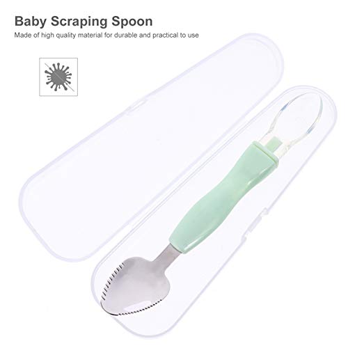 Kisangel Spoons Feeding Scraper First Mud Puree Shower Silicone Spoon Soft Baby Fruit Food Scraping Green Practical Infant Training Scrapping Fruits Children Babies for Gifts