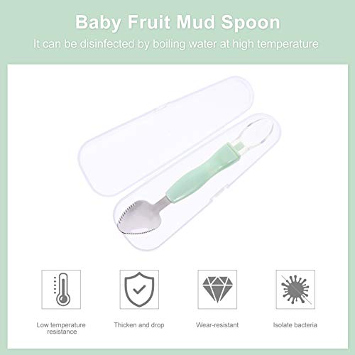 Kisangel Spoons Feeding Scraper First Mud Puree Shower Silicone Spoon Soft Baby Fruit Food Scraping Green Practical Infant Training Scrapping Fruits Children Babies for Gifts