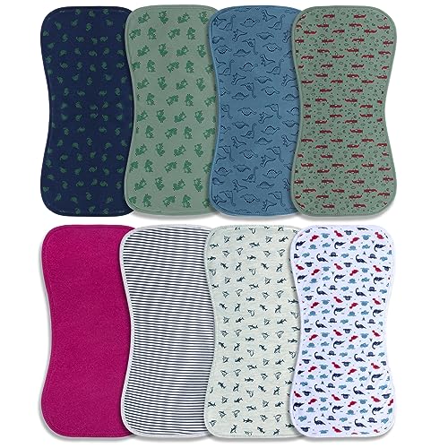 Hakochia Burp Cloths for Baby Boy Organic Cotton Large Burp Clothes Extra Absorbent Soft Burping Rags Spit Up Cloth Sets for Newborns 8 Pack