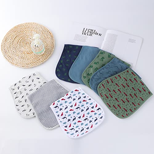 Hakochia Burp Cloths for Baby Boy Organic Cotton Large Burp Clothes Extra Absorbent Soft Burping Rags Spit Up Cloth Sets for Newborns 8 Pack