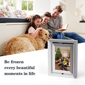 EXYGLO 2 Pack 4x6 Picture Frames, Color Contrast Rotating Photo Frame Wooden 2 Sided Frames for Vertical or Horizontal Tabletop Display, White+Grey