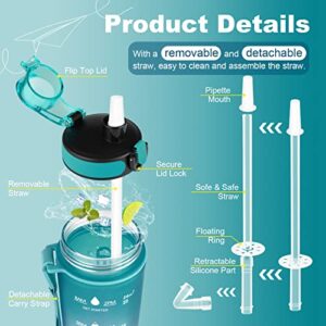 MYFOREST 24 oz Water Bottle with Time Marker & Straw, Leakproof Motivational Drinking Bottles with Removable Carrying Strap, BPA Free Tritan Frosted Bottle for Sports, Office, School and Home