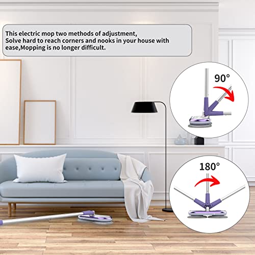 GOBOT Electric Mop for Floor Cleaning, [Upgraded Version] Hardwood / Tile / Marble / Laminate Floor Cordless Spin Mop, Daily Light Cleaning, Foot Button Control, Auto Recovery After Stop, Purple