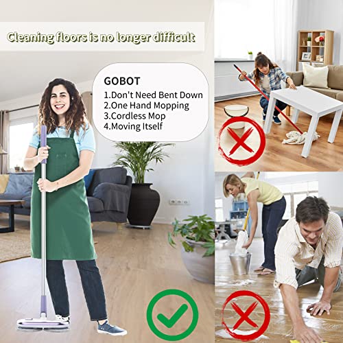 GOBOT Electric Mop for Floor Cleaning, [Upgraded Version] Hardwood / Tile / Marble / Laminate Floor Cordless Spin Mop, Daily Light Cleaning, Foot Button Control, Auto Recovery After Stop, Purple