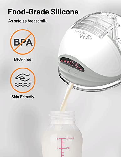 Mumgaroo Multifunctional Wearable Electric Breast Pump Hands Free, LED Display, 3 Modes & 12 Levels , Ultra-Quiet, Rechargeable, Portable , 2 Pack