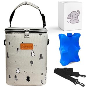 breastmilk storage bag - insulated lunch bag - cooler bag - baby bottle bag - daycare bag - travel breast milk cooler tote - cooler lunch box - six 4 oz. or four 9 oz. bottles – grey