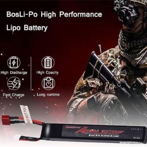 BosLi-Po 11.1V Airsoft Battery 1300mAh 2S 25C Rechargeable High Capacity LiPo Battery with T Plug Connector for Airsoft Guns