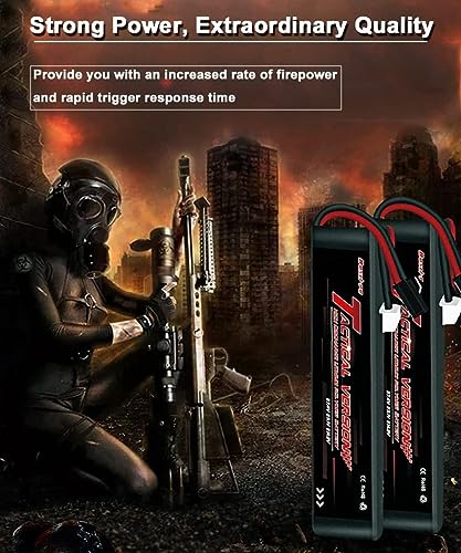 BosLi-Po 11.1V Airsoft Battery 1300mAh 2S 25C Rechargeable High Capacity LiPo Battery with T Plug Connector for Airsoft Guns