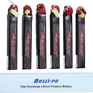 BosLi-Po 11.1V Airsoft Battery 1300mAh 2S 25C Rechargeable High Capacity LiPo Battery with T Plug Connector for Airsoft Guns