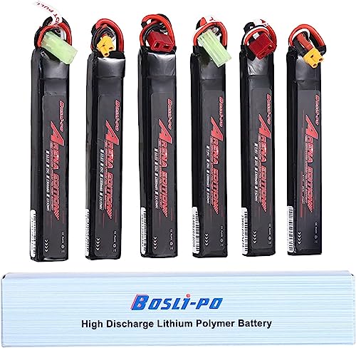 BosLi-Po 11.1V Airsoft Battery 1300mAh 2S 25C Rechargeable High Capacity LiPo Battery with T Plug Connector for Airsoft Guns