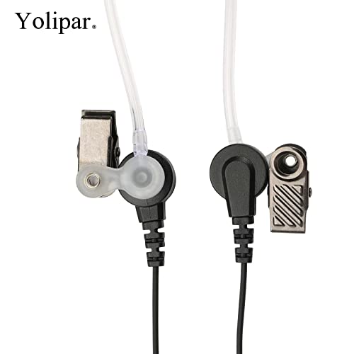 Yolipar 10 PCS CP200D RDM2070D Surveillance Earpiece Compatible with Motorola Radio CLS1410 CLS1110 CP200 GP300 GP2000 Walkie Talkie Radio with PTT Mic Tansparent Acoustic Tube Headset