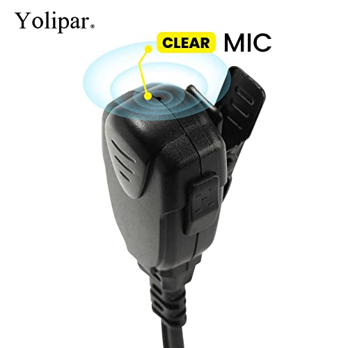 Yolipar 10 PCS CP200D RDM2070D Surveillance Earpiece Compatible with Motorola Radio CLS1410 CLS1110 CP200 GP300 GP2000 Walkie Talkie Radio with PTT Mic Tansparent Acoustic Tube Headset