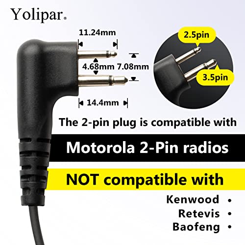 Yolipar 10 PCS CP200D RDM2070D Surveillance Earpiece Compatible with Motorola Radio CLS1410 CLS1110 CP200 GP300 GP2000 Walkie Talkie Radio with PTT Mic Tansparent Acoustic Tube Headset