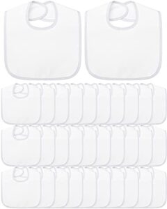 foaincore 30 pack blank white baby bibs 2 ply waterproof absorbent white bibs unisex sublimation baby drool bib with hook and loop fastener drooling bibs for baby decorating feeding teething drooling