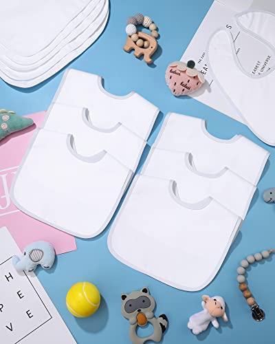 Foaincore 30 Pack Blank White Baby Bibs 2 Ply Waterproof Absorbent White Bibs Unisex Sublimation Baby Drool Bib with Hook and Loop Fastener Drooling Bibs for Baby Decorating Feeding Teething Drooling