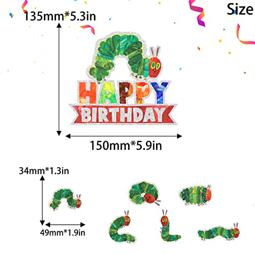 7PCS Set Fairy Tale Style Caterpillar Cake Topper-Fairy Tale Birthday Party or Baby Shower Party Hungry Caterpillar Decoration for Kids--SugarGera