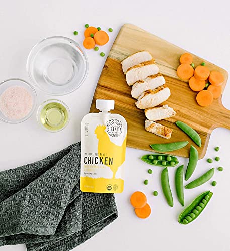 Serenity Kids Chicken Lover Baby Food Pouch Bundle | 6 Each of Free Range Chicken, Chicken & Thyme and Turmeric Chicken Pouches (18 Count)