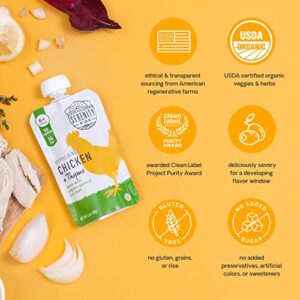 Serenity Kids Chicken Lover Baby Food Pouch Bundle | 6 Each of Free Range Chicken, Chicken & Thyme and Turmeric Chicken Pouches (18 Count)