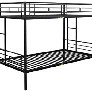 MWrouqfur Twin Over Twin Metal Bunk Bed,Sturdy Heavy Duty Bunk Beds with 2 Side Ladders,Space Saving,No Noise,No Box Spring Needed,for Boys Girls Teens Adults (Black)